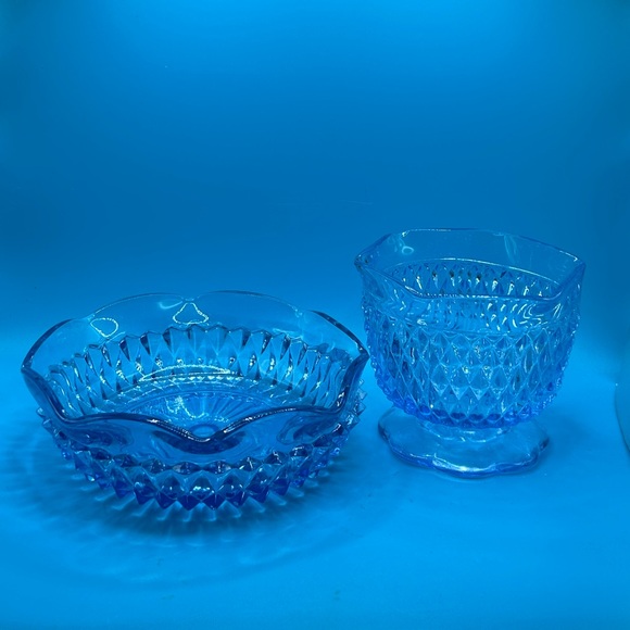 Indiana Glass | Dining | Vintage Indiana Glass Blue Diamond Point ...